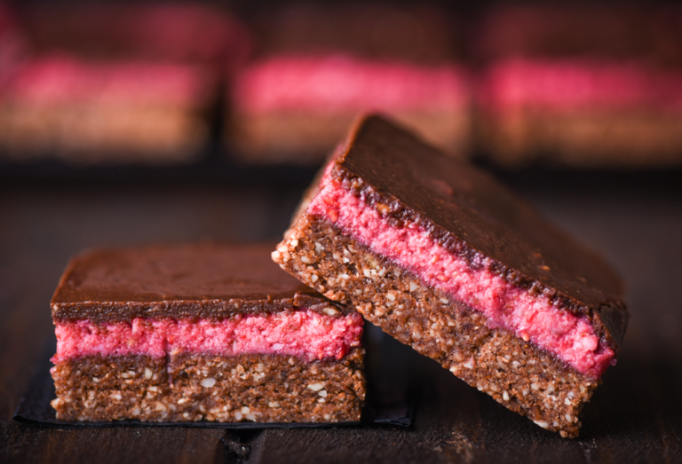 Quick and Easy Choc Raspberry Slice ~ Wholefood Simply