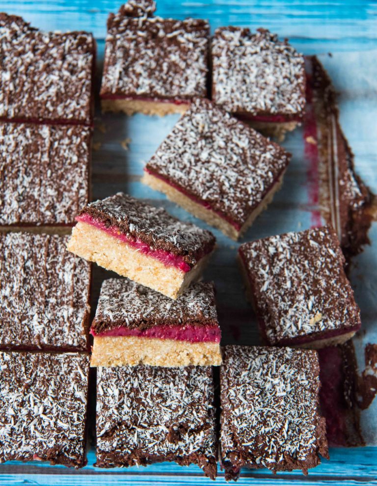 Healthy Raspberry and Coconut Slice - Wholefood Simply