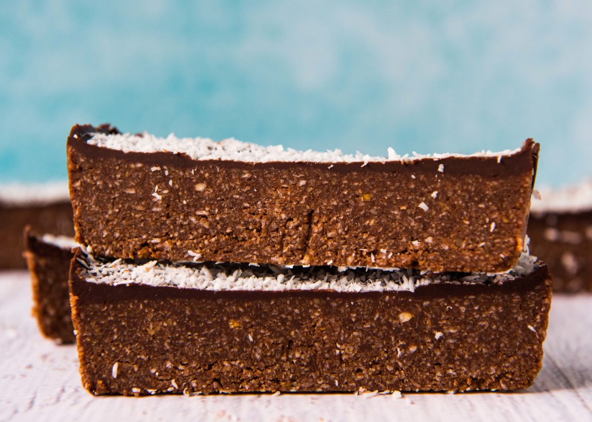 Healthy and Delicious Choc Coconut Slice - Wholefood Simply